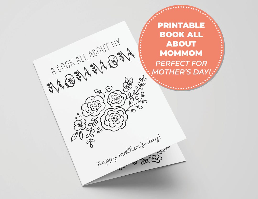 All About Mommom Printable Book for Mother's Day, Perfect Mother's Day ...