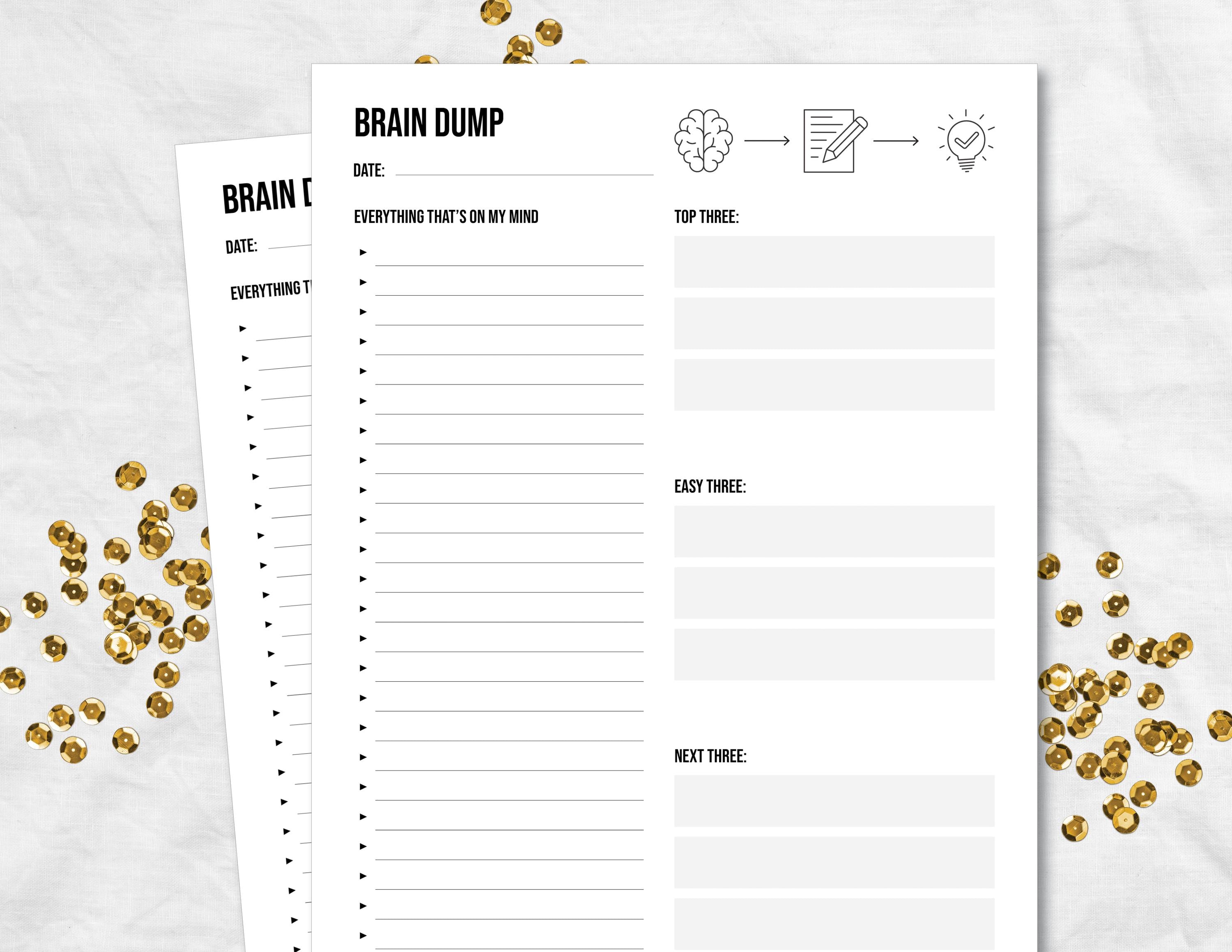 Brain Dump Printable Template With Minimalist Design to Help You Do ...