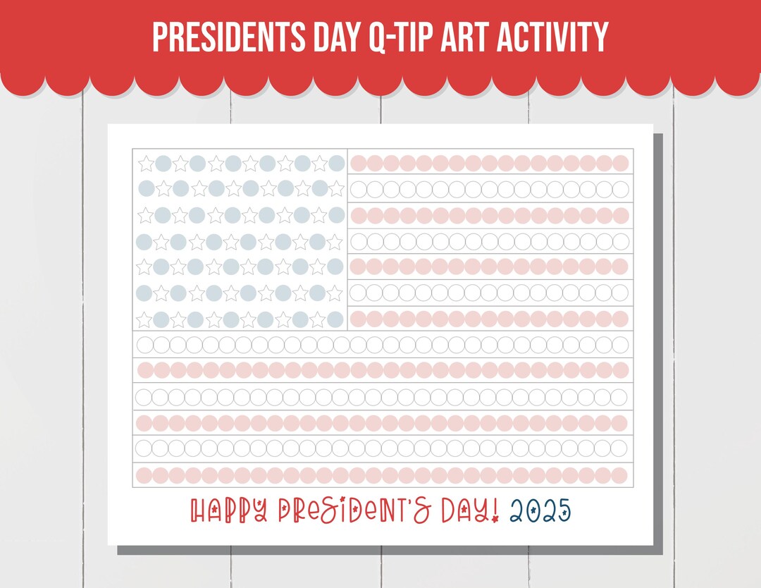 Presidents Day Qtip Art Activity Page, Perfect Toddler Activity, Dot ...