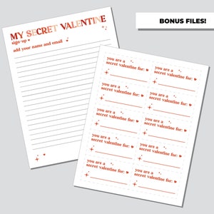 Secret Valentine Questionnaire, Valentines Day Gift Exchange Survey and ...