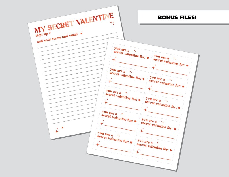 Secret Valentine Questionnaire, Valentines Day Gift Exchange Survey and ...