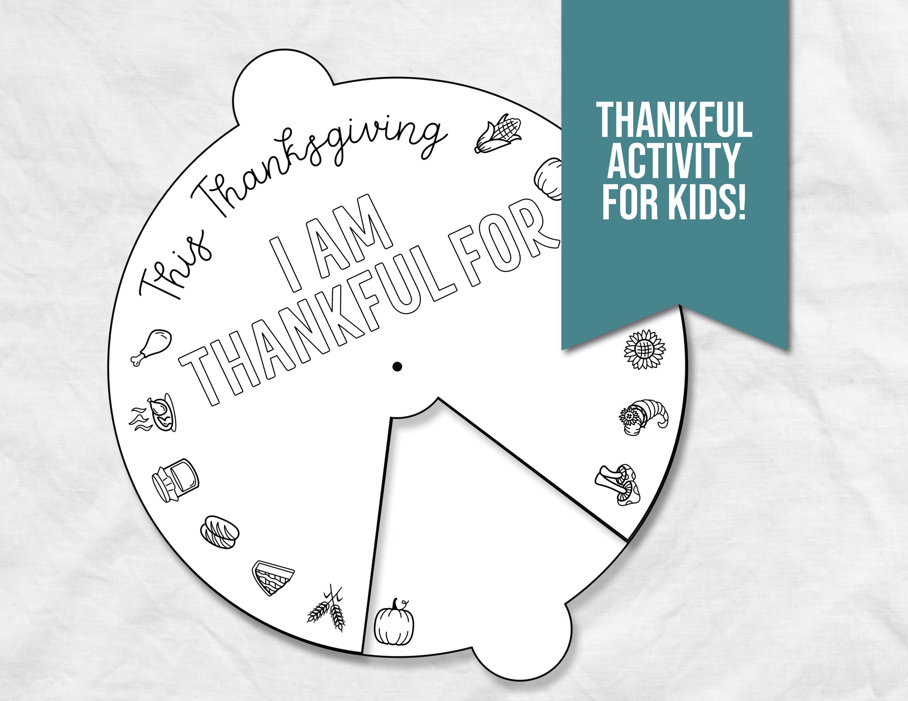 Thankful Activity for Kids Spinner Wheel Printable Thanksgiving ...