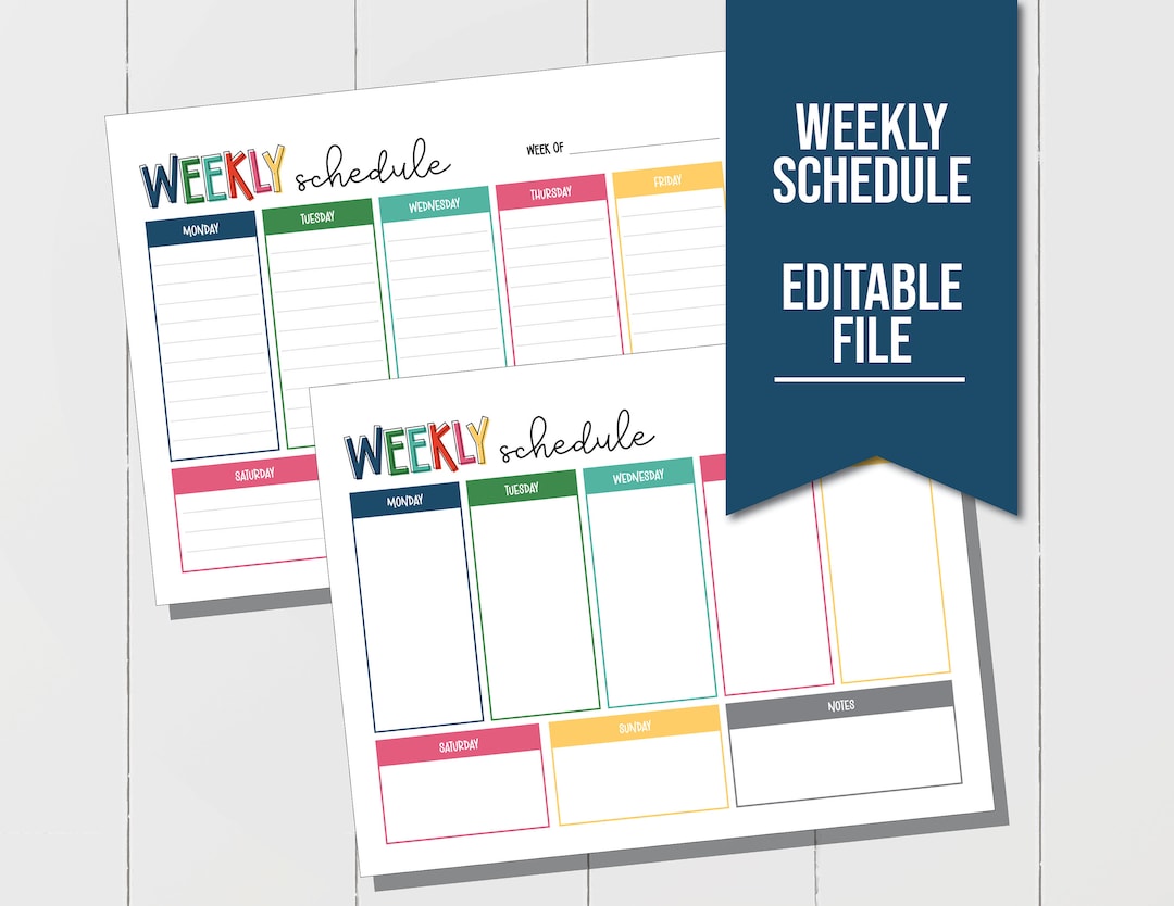 EDITABLE Weekly Schedule for Kids Printable to Plan All Your Activities ...