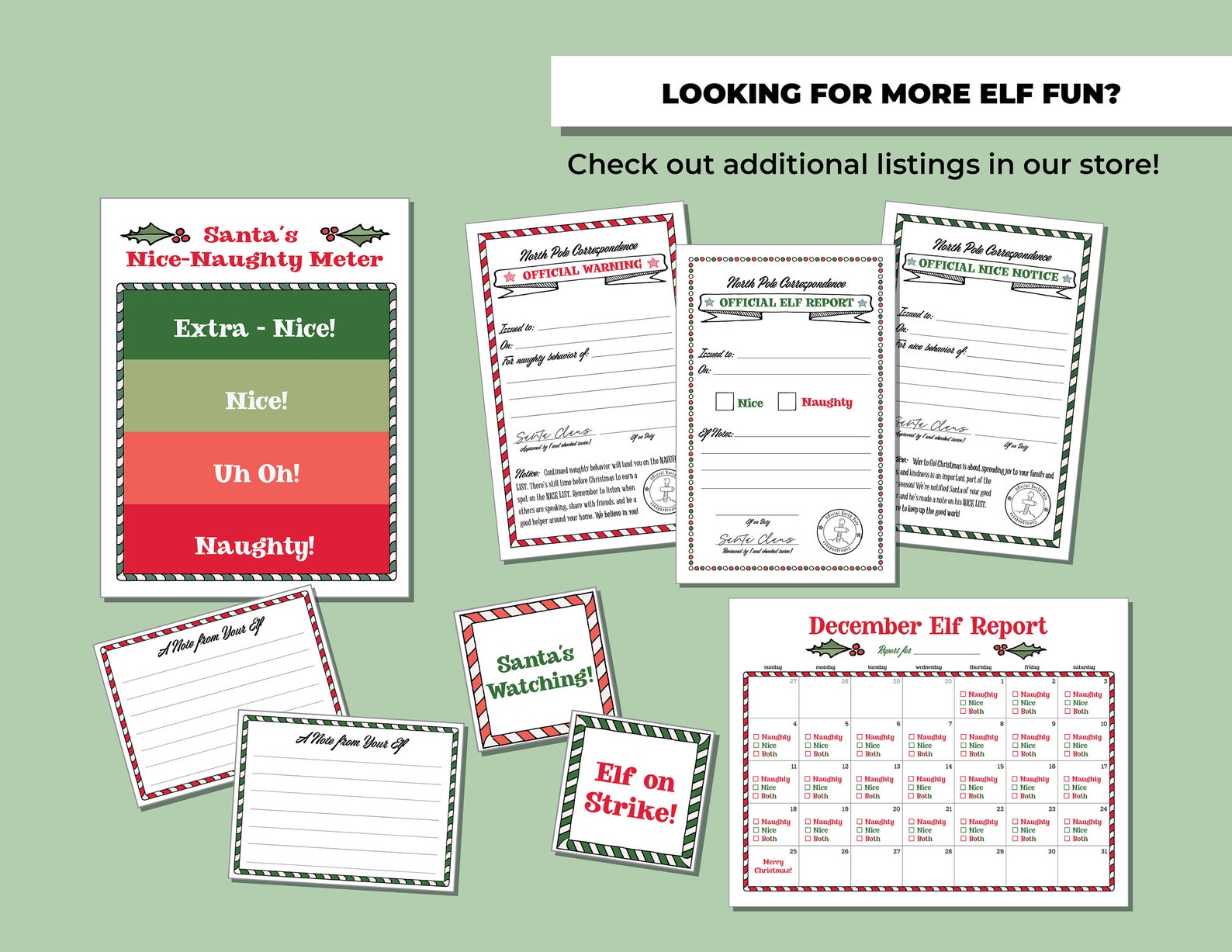 Elf Report Card for Your Holiday Elf Set Includes a Naughty - Etsy