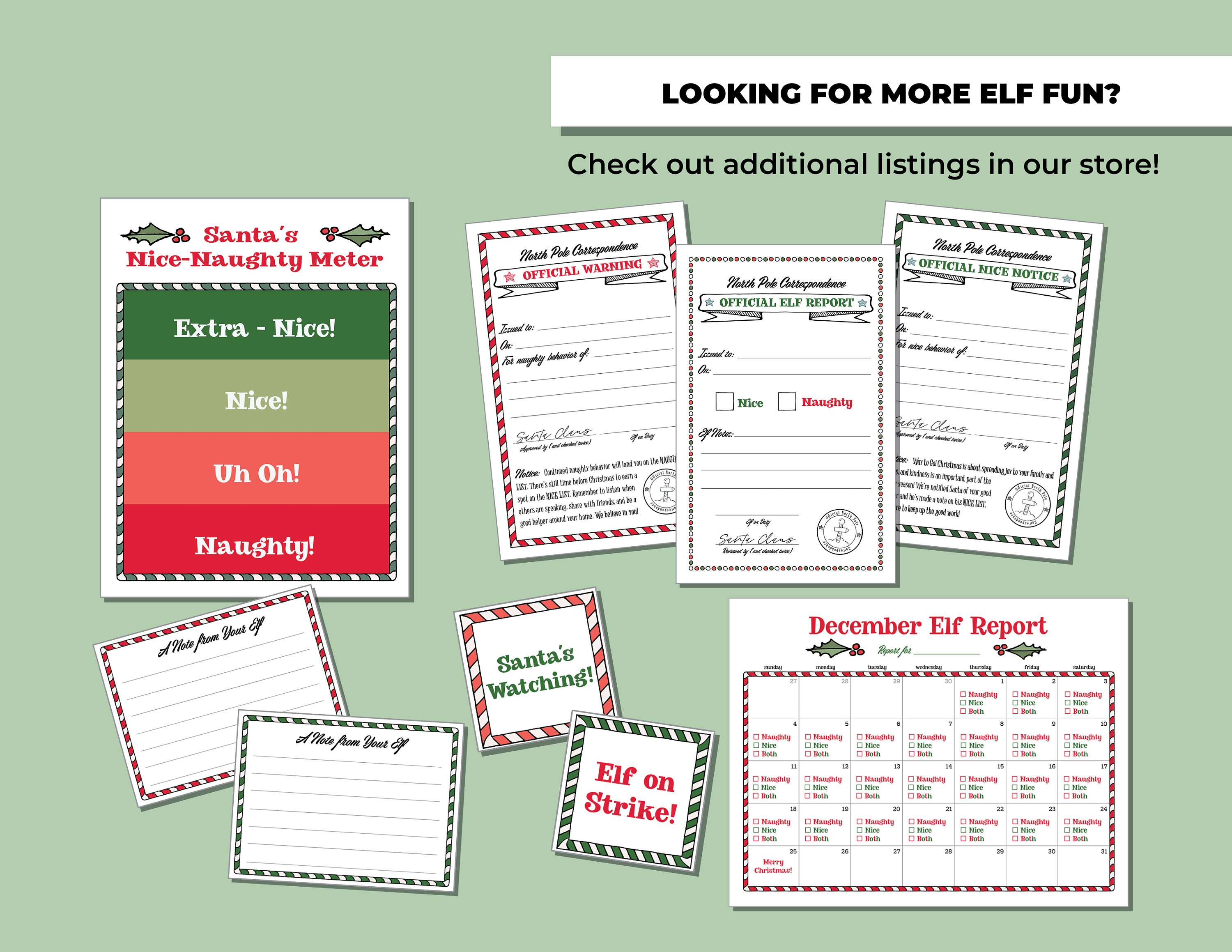 Elf Report Card for Your Holiday Elf Set Includes a Naughty - Etsy