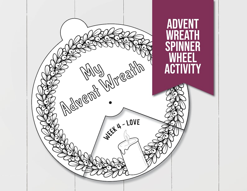 Advent Wreath Activity for Kids, Christmas Spinner Wheel Printable ...