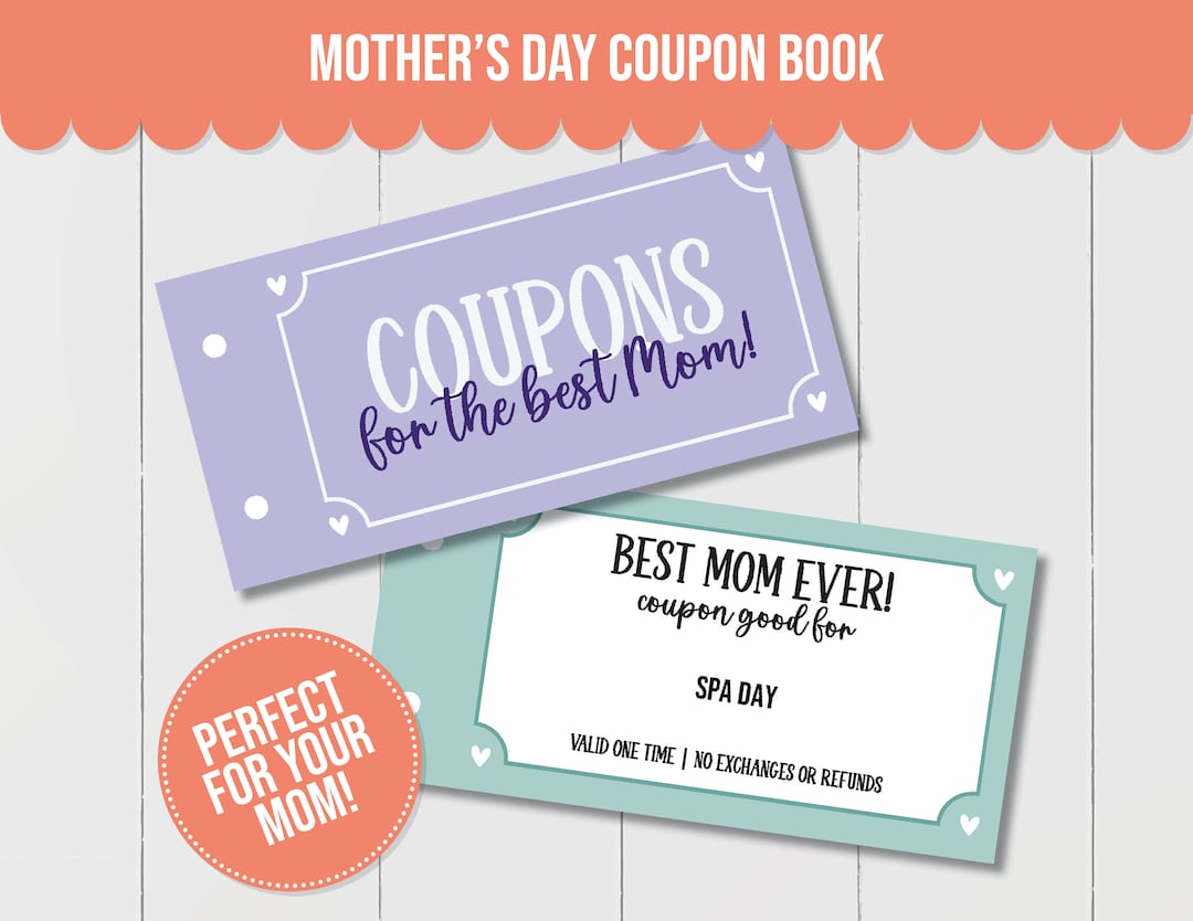 Editable Mothers Day Coupon Book, Custom Coupon Book for Mothers Day ...
