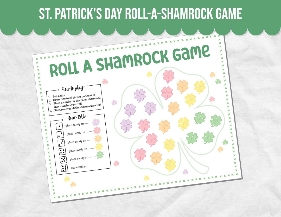Roll a Shamrock Game for St Patricks Day Classroom Activity, St ...