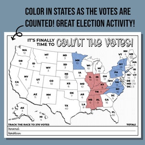 Electoral Map for Election Results Printable Coloring Page - Etsy