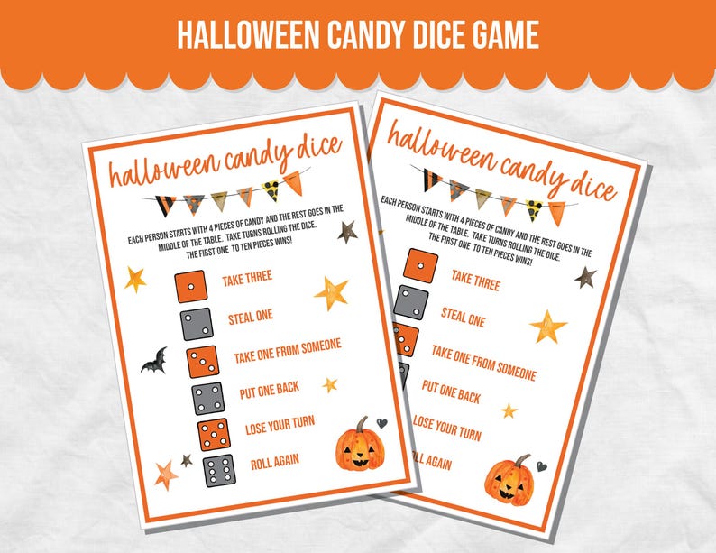 Halloween Candy Dice Game, Fun Halloween Game for Office Party, Kids ...