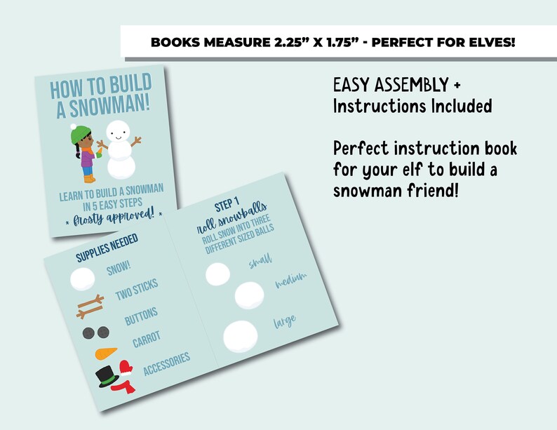 Mini Book for Elf, Easy Elf Activity, How to Build a Snowman Book ...