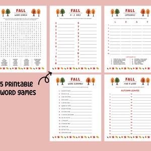 Fall Word Search, Fall Word Games for Adults, Fall Word Scramble ...