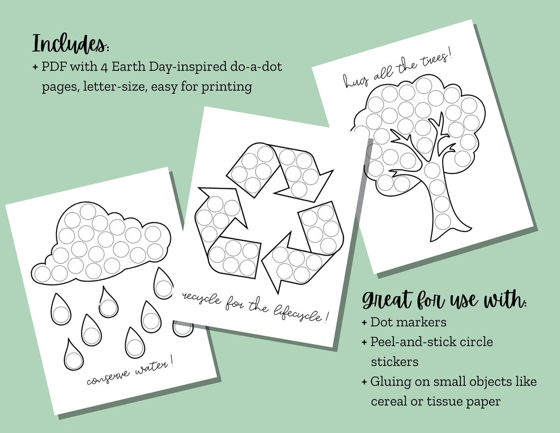 Earth Day Do-a-dot Activity Pages Perfect for Toddler - Etsy