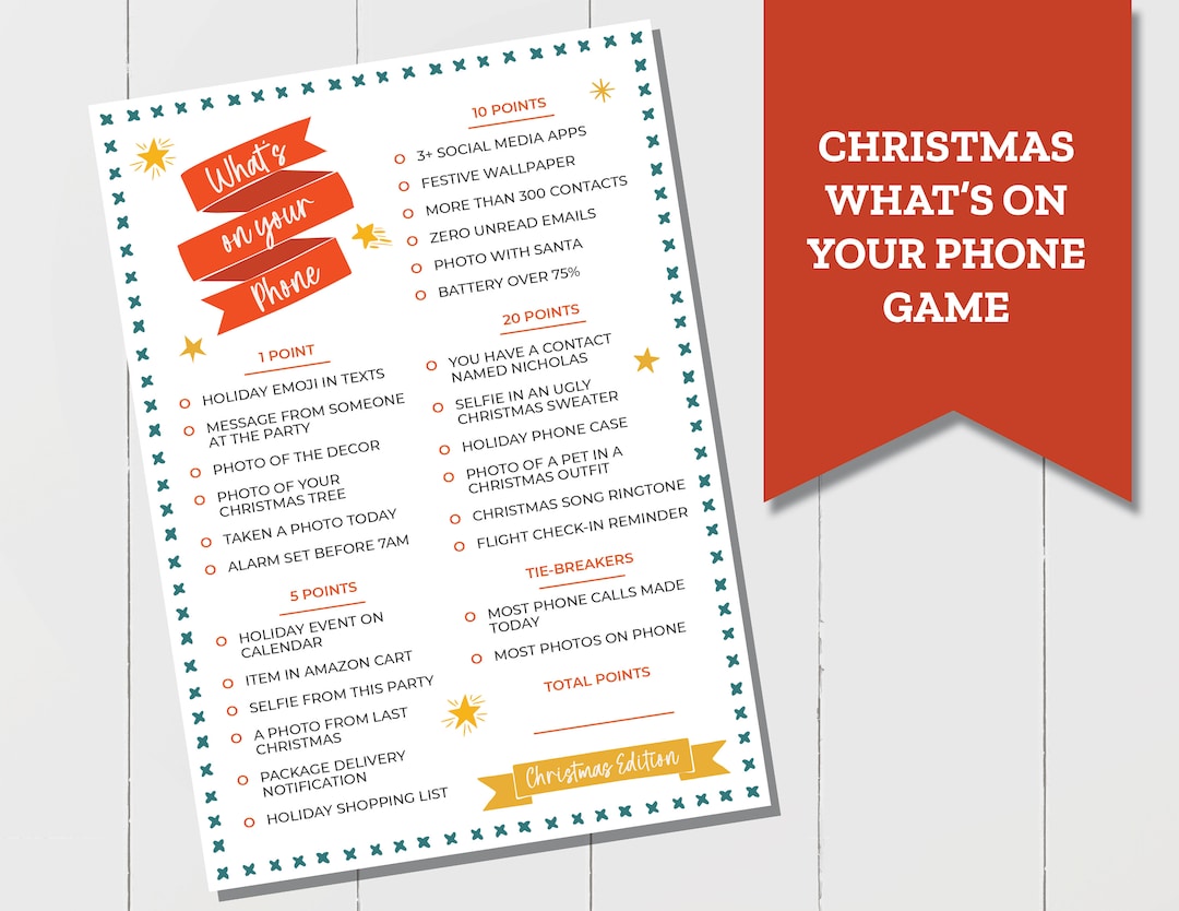 Christmas Whats on Your Phone Party Game, Fun Christmas Game for Office ...
