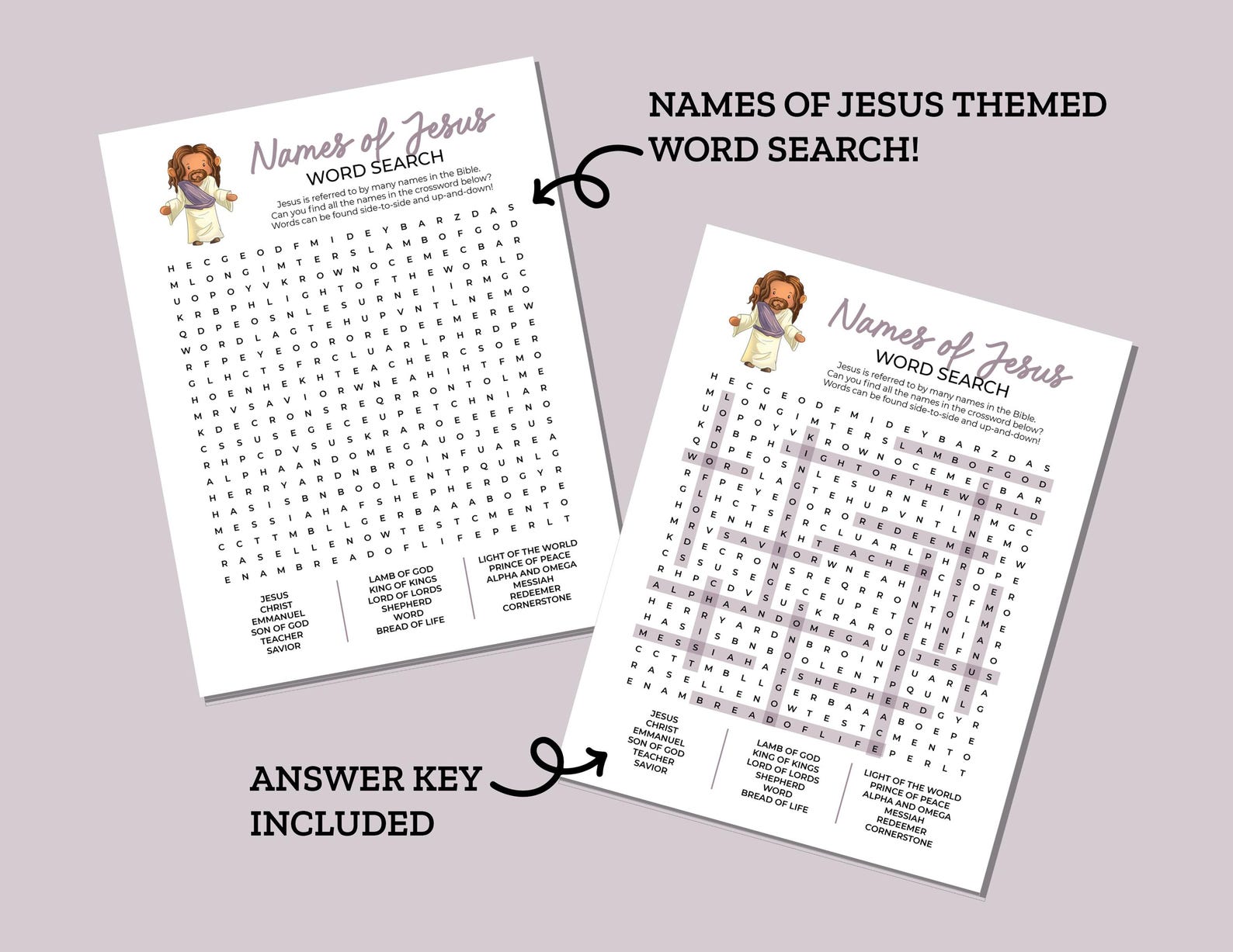 Religious Word Search, Names of Jesus Word Search, Christian Printable ...