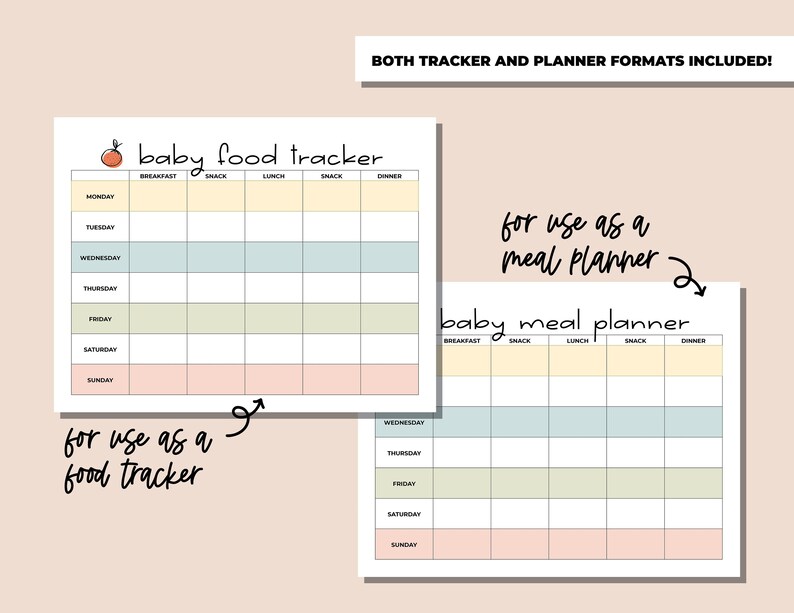 Baby Meal Planner Baby Food Tracker Baby Food Log for - Etsy