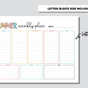 EDITABLE Summer 2026 Weekly Schedule for Kids Printable to Plan All ...