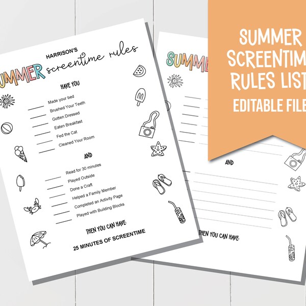 Summer Kids Checklist - Etsy
