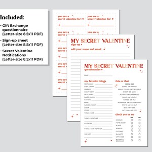 Secret Valentine Questionnaire, Valentines Day Gift Exchange Survey and ...