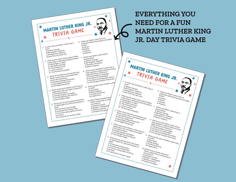 Martin Luther King Jr. Day Trivia Game, MLK Day Trivia for Classroom ...