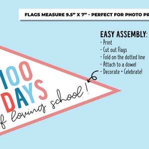 100th Day of School Printable Pennant Flags for Classroom Celebration ...