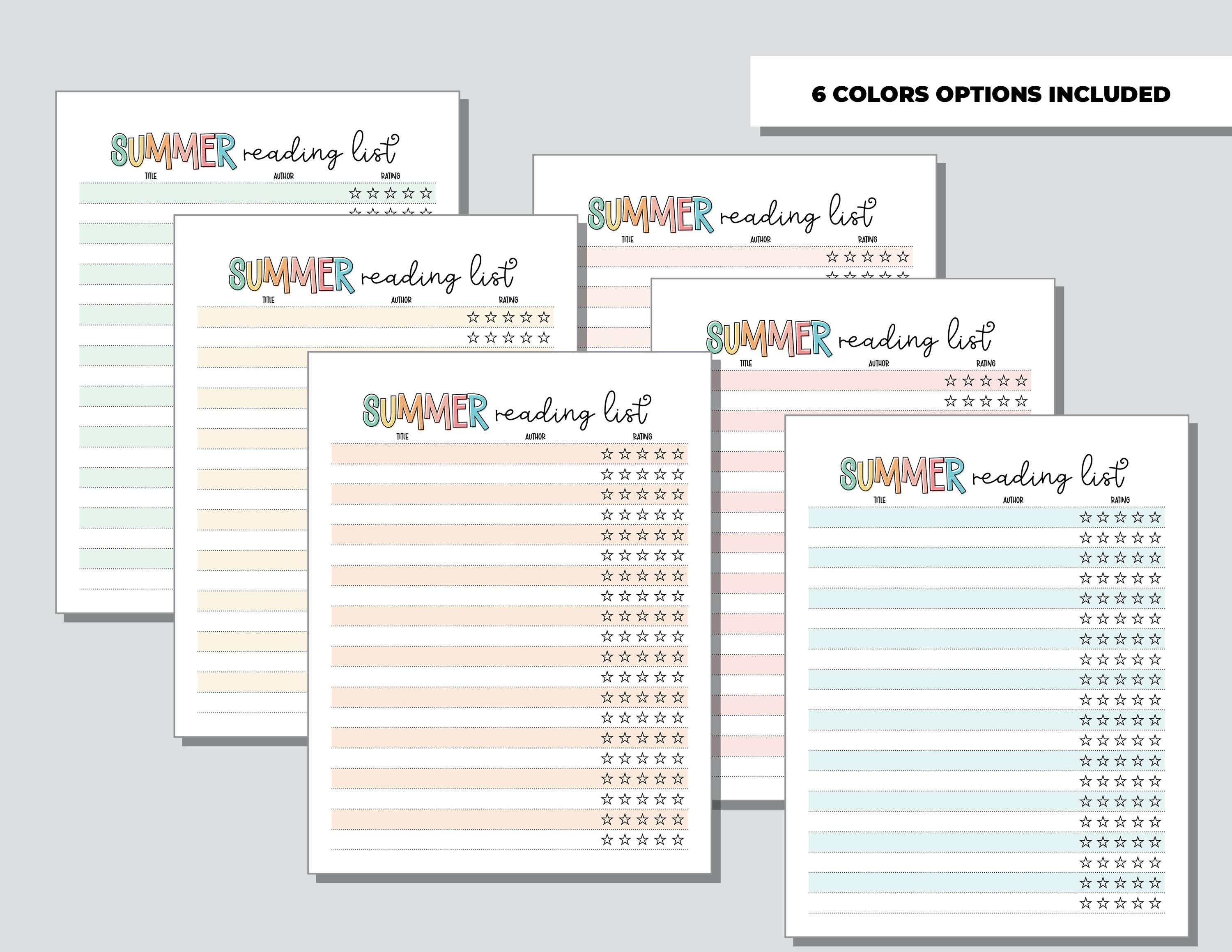 EDITABLE Summer Reading List for Kids, Summer Reading Printables ...
