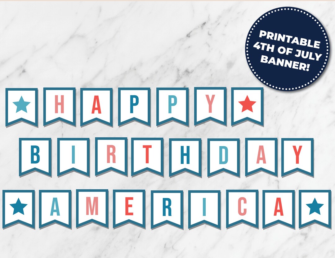 4th of July Printable Banner Printable Bunting for Home 4th - Etsy