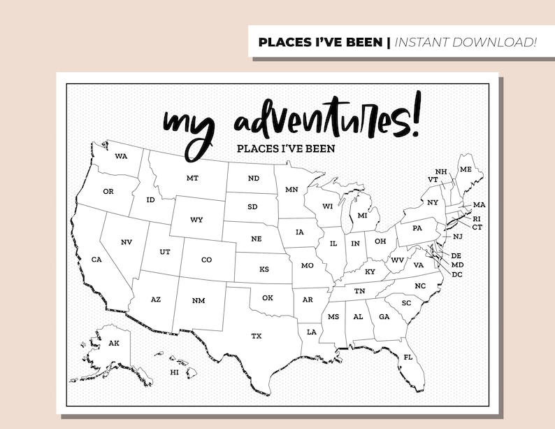 Places I've Been Map United States Map States Ive - Etsy