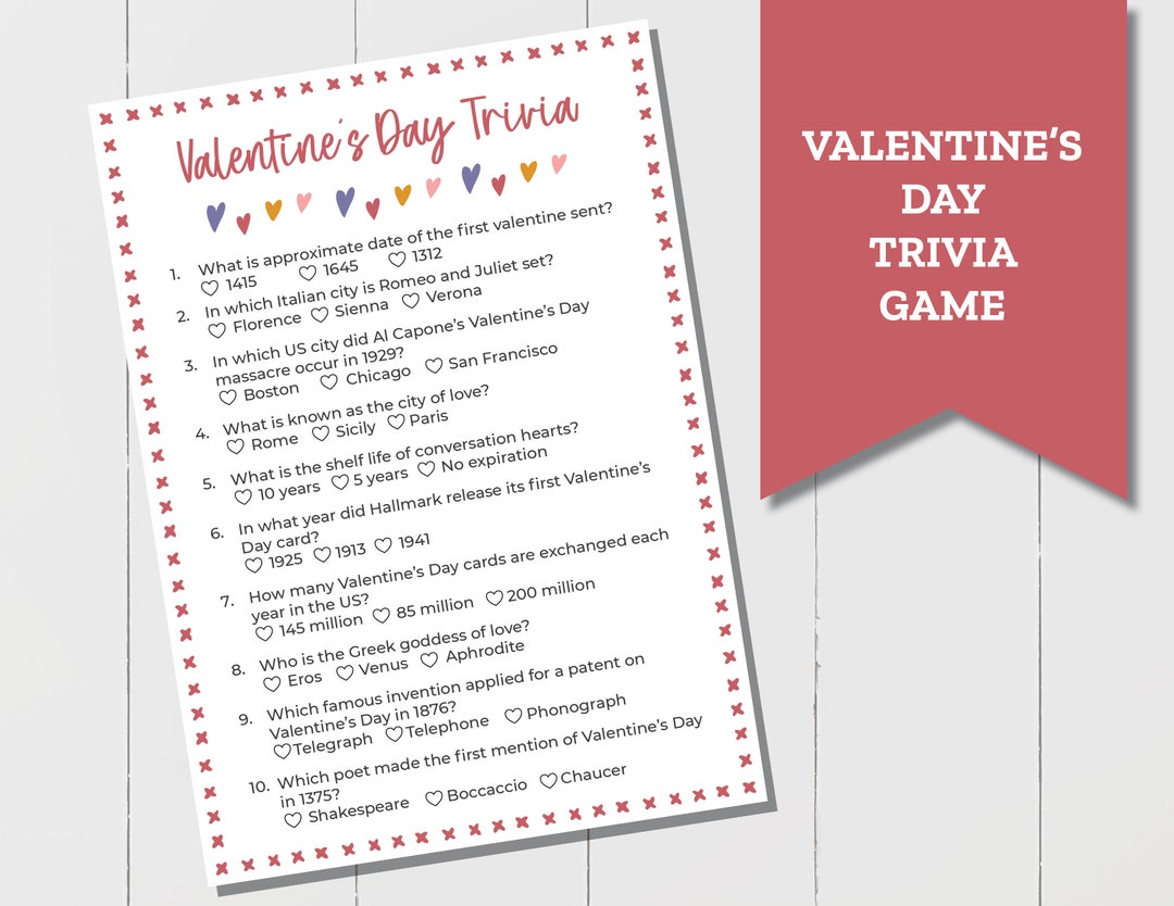Valentine Trivia Game Valentine Party Game Pub Trivia Ice - Etsy