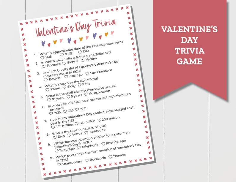 Valentine Trivia Game Valentine Party Game Pub Trivia Ice - Etsy