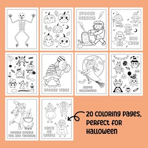 Halloween Coloring Page Bundle for Kids - 20 Spooky and Fun Printable ...