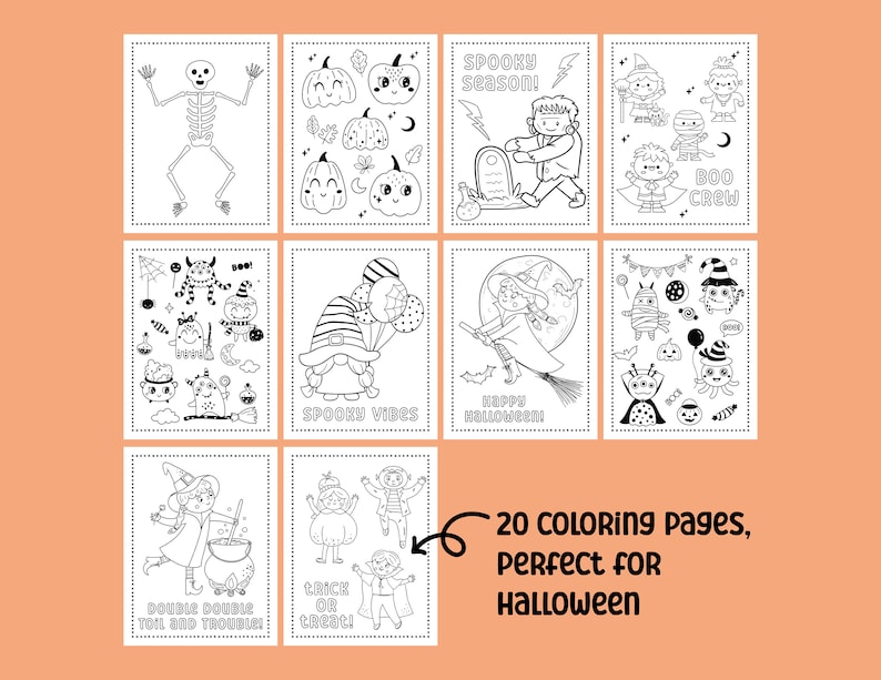 Halloween Coloring Page Bundle for Kids - 20 Spooky and Fun Printable ...