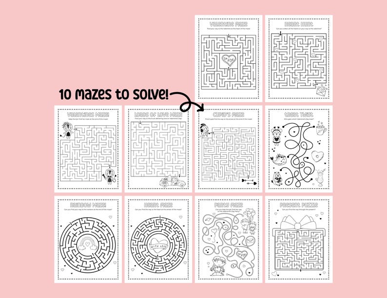 Valentines Day Printable Activity Bundle With Coloring Pages, Word ...