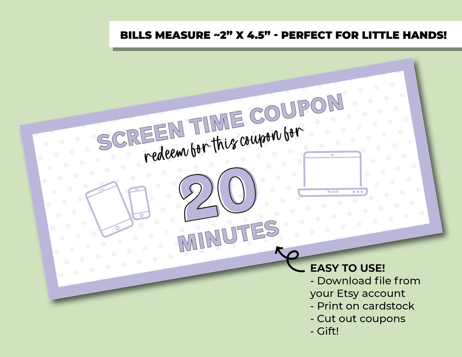 Screen Time Coupons for Kids Printable Screen Time Tickets - Etsy