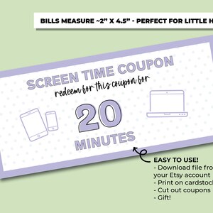Screen Time Coupons for Kids Printable Screen Time Tickets - Etsy