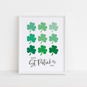 St Patricks Day Wall Art With Shamrock Design, Digital Art Print for ...