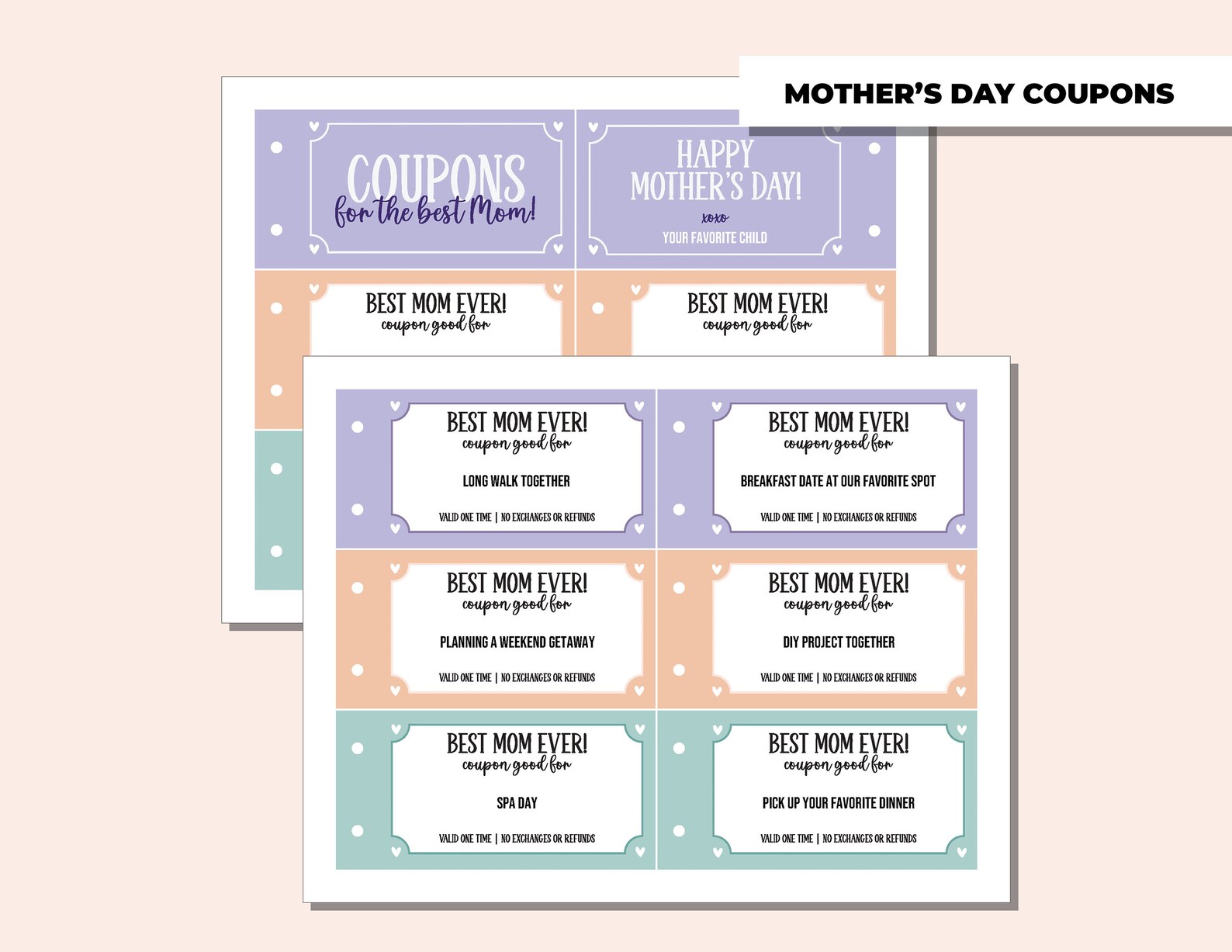 Editable Mothers Day Coupon Book, Custom Coupon Book for Mothers Day ...