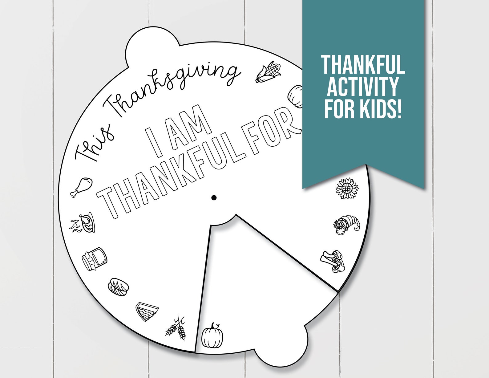 Thankful Activity for Kids Spinner Wheel Printable Thanksgiving ...