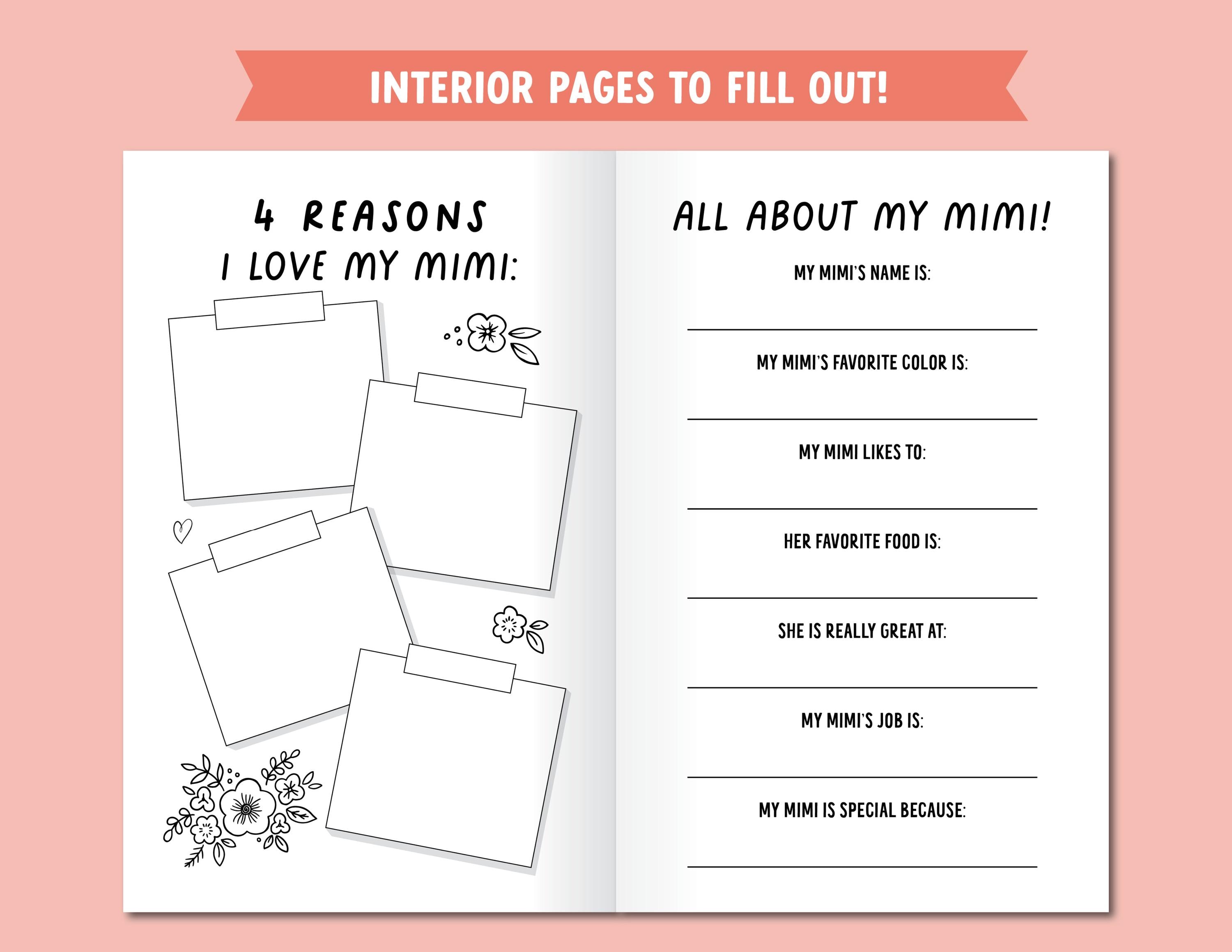 All About Mimi Printable Book for Grandparents Day, DIY Grandparents ...