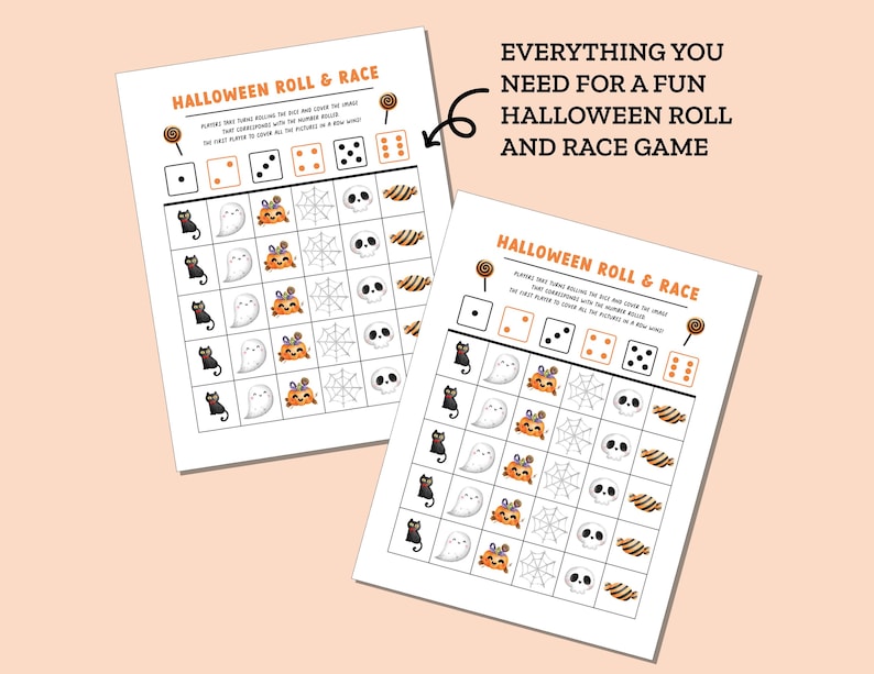 Halloween Roll & Race Game, Kids Classroom Dice Game, Preschool Fall ...