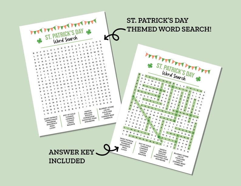 St Patricks Day Word Search, St Patricks Day Games, St Patricks Day ...