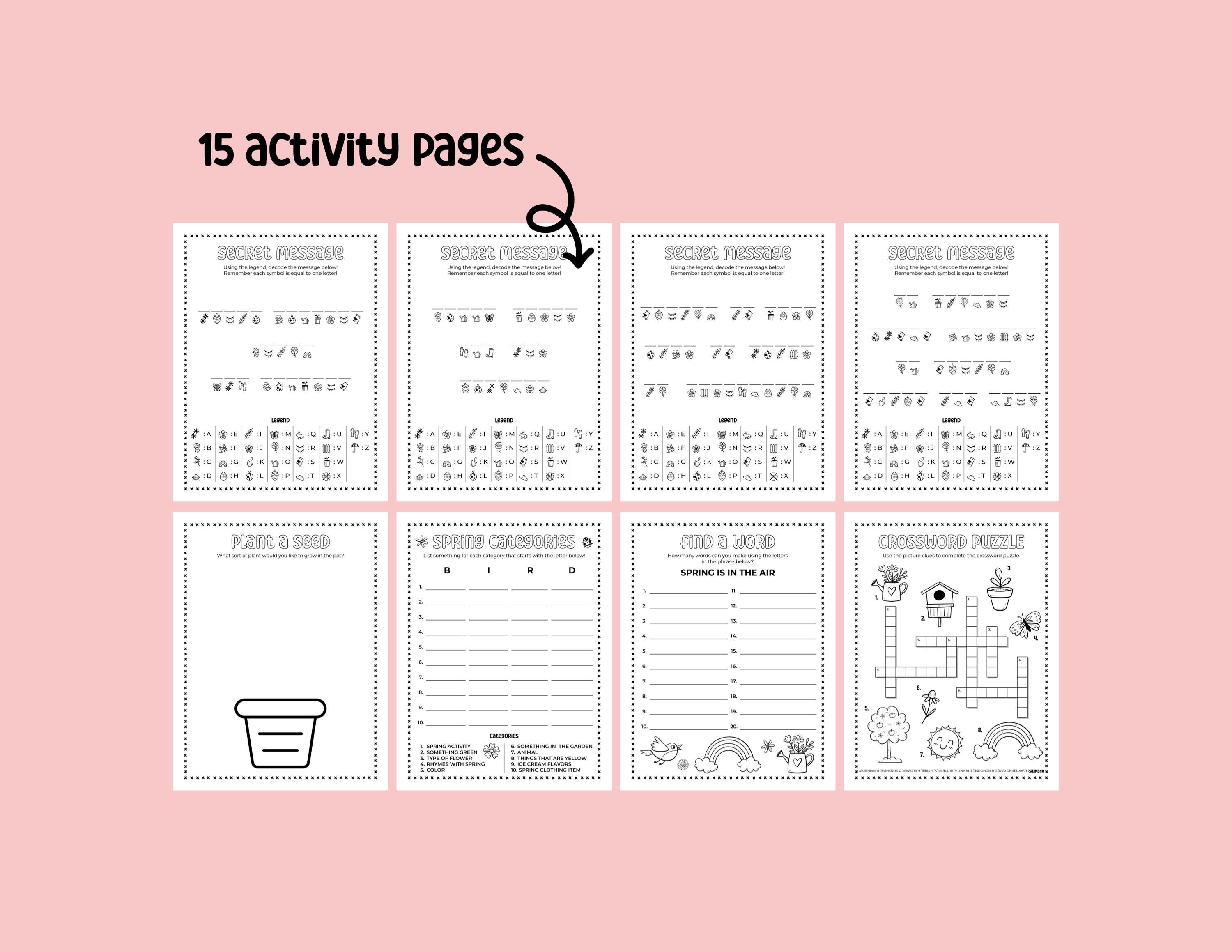 Spring Printable Activity Bundle With Coloring Pages, Word Search, Word ...