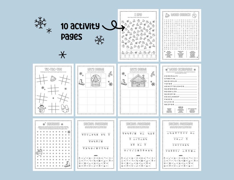 Winter Printable Activity Bundle Including Coloring Pages, Word Search ...
