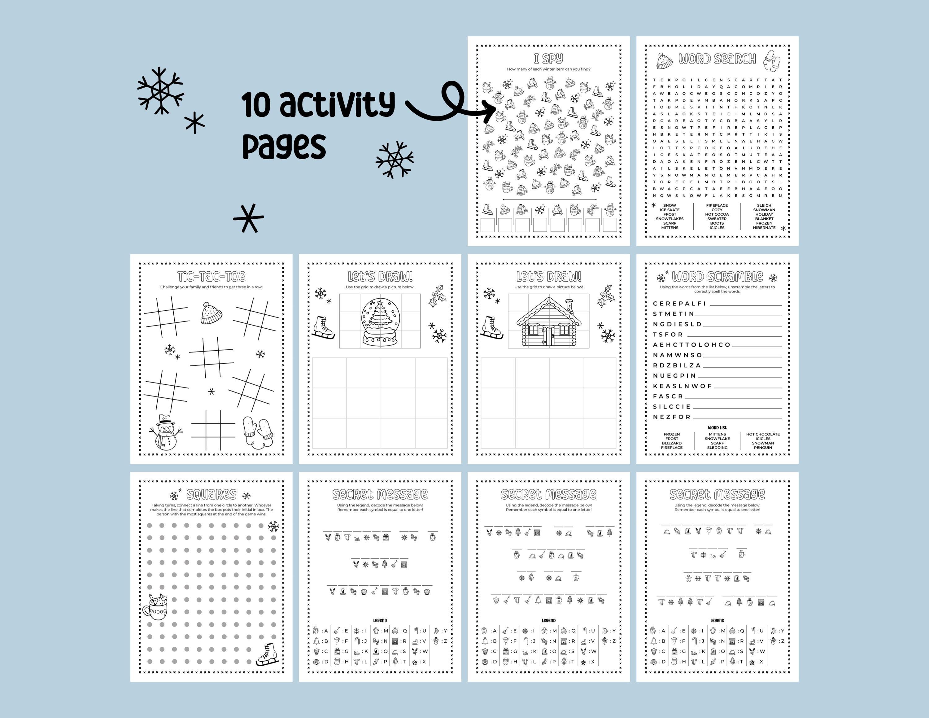 Winter Printable Activity Bundle Including Coloring Pages, Word Search ...
