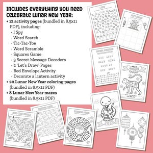 Lunar New Year Printable Activity Bundle With Coloring Pages, Word ...