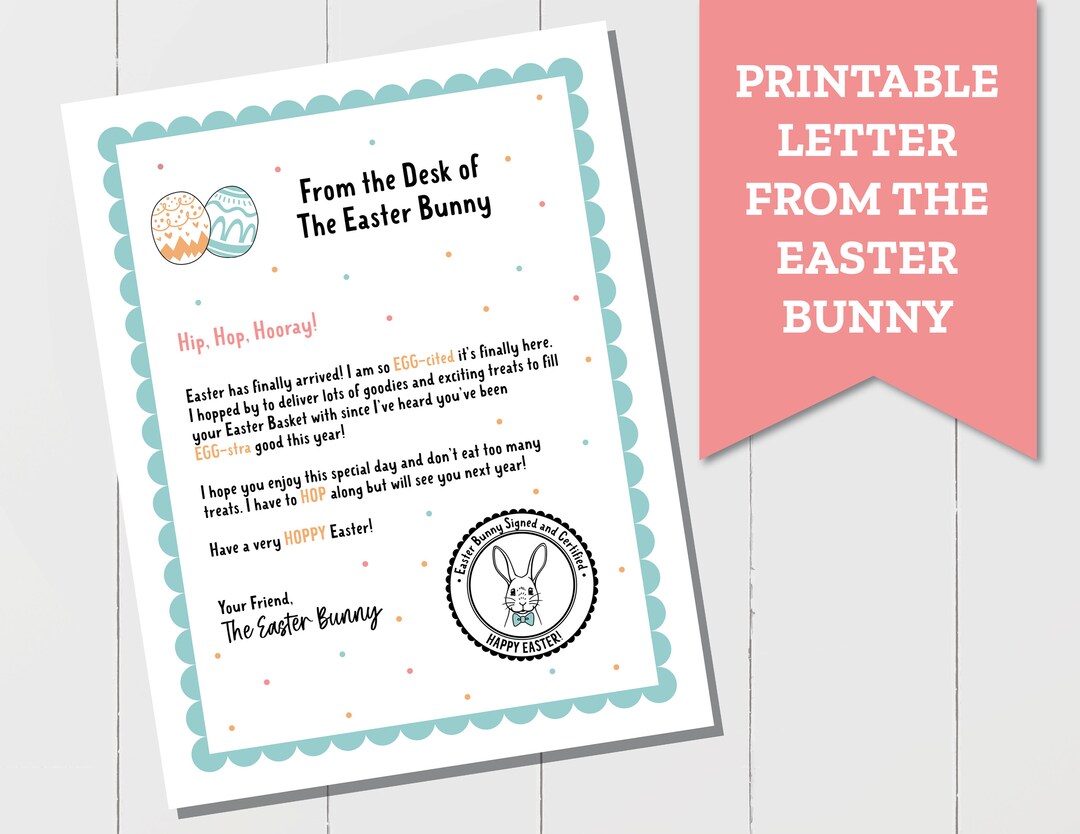 Easter Bunny Printable Letter, Letter From the Easter Bunny, Kids ...
