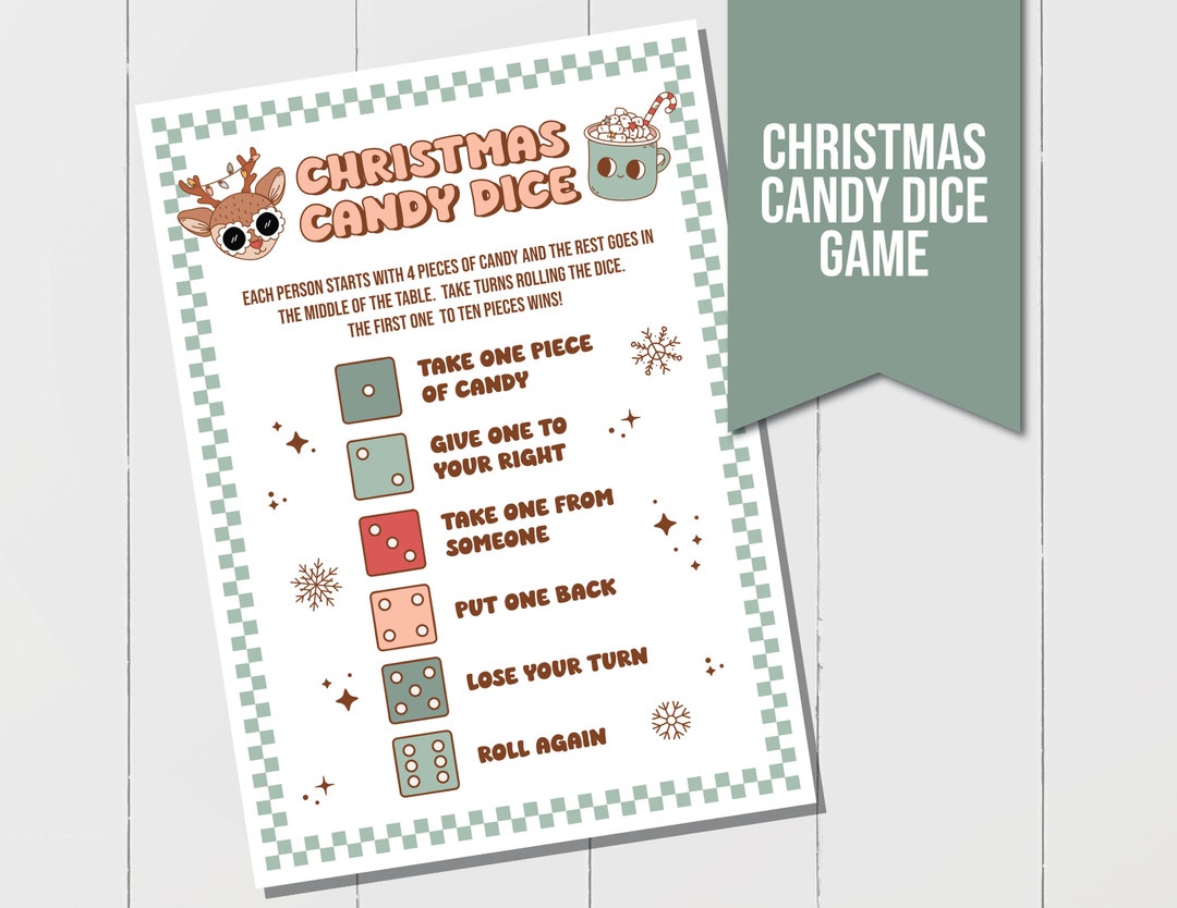 Retro Christmas Candy Dice Game, Fun Christmas Game for Office Party ...