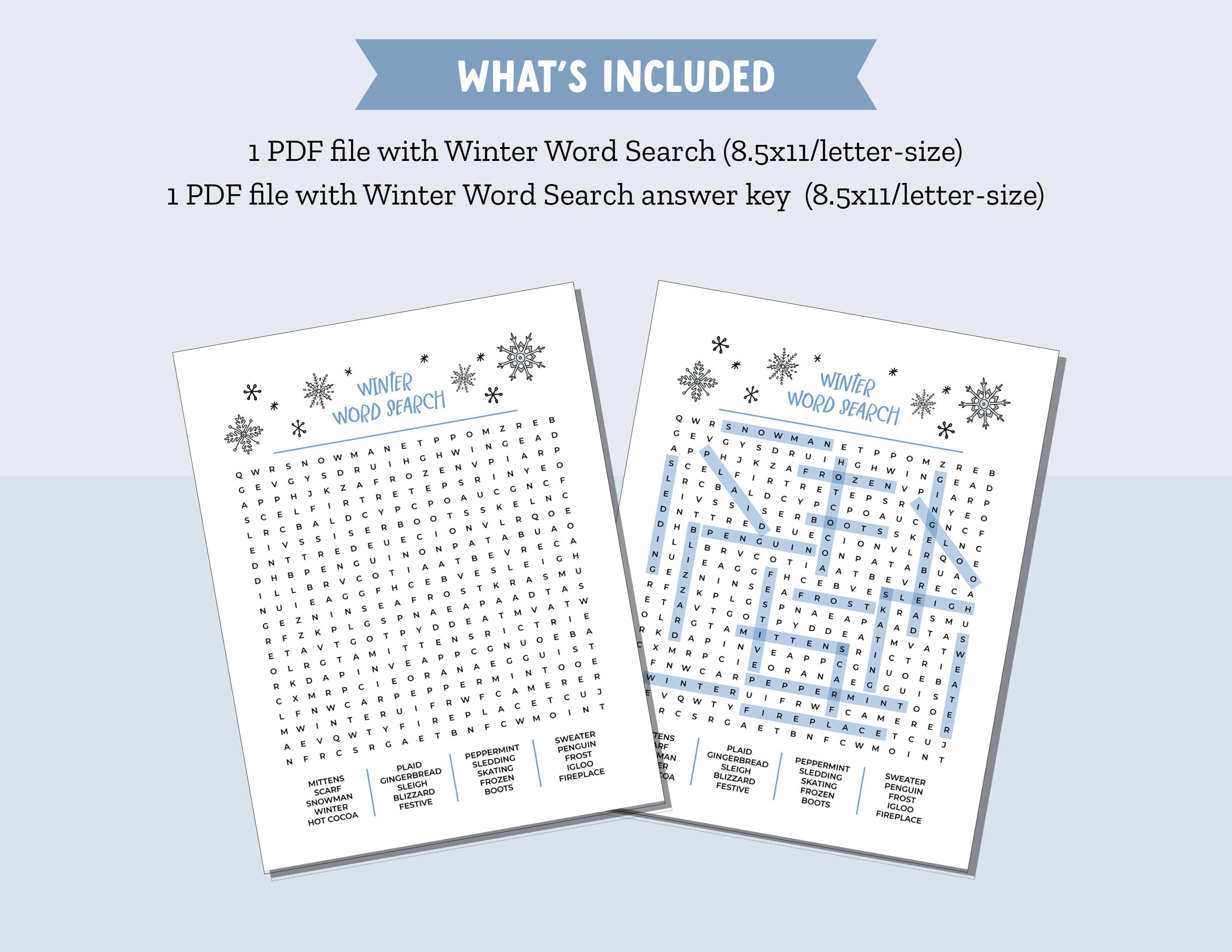 Winter Word Search, Printable Winter Games, Winter Word Games ...
