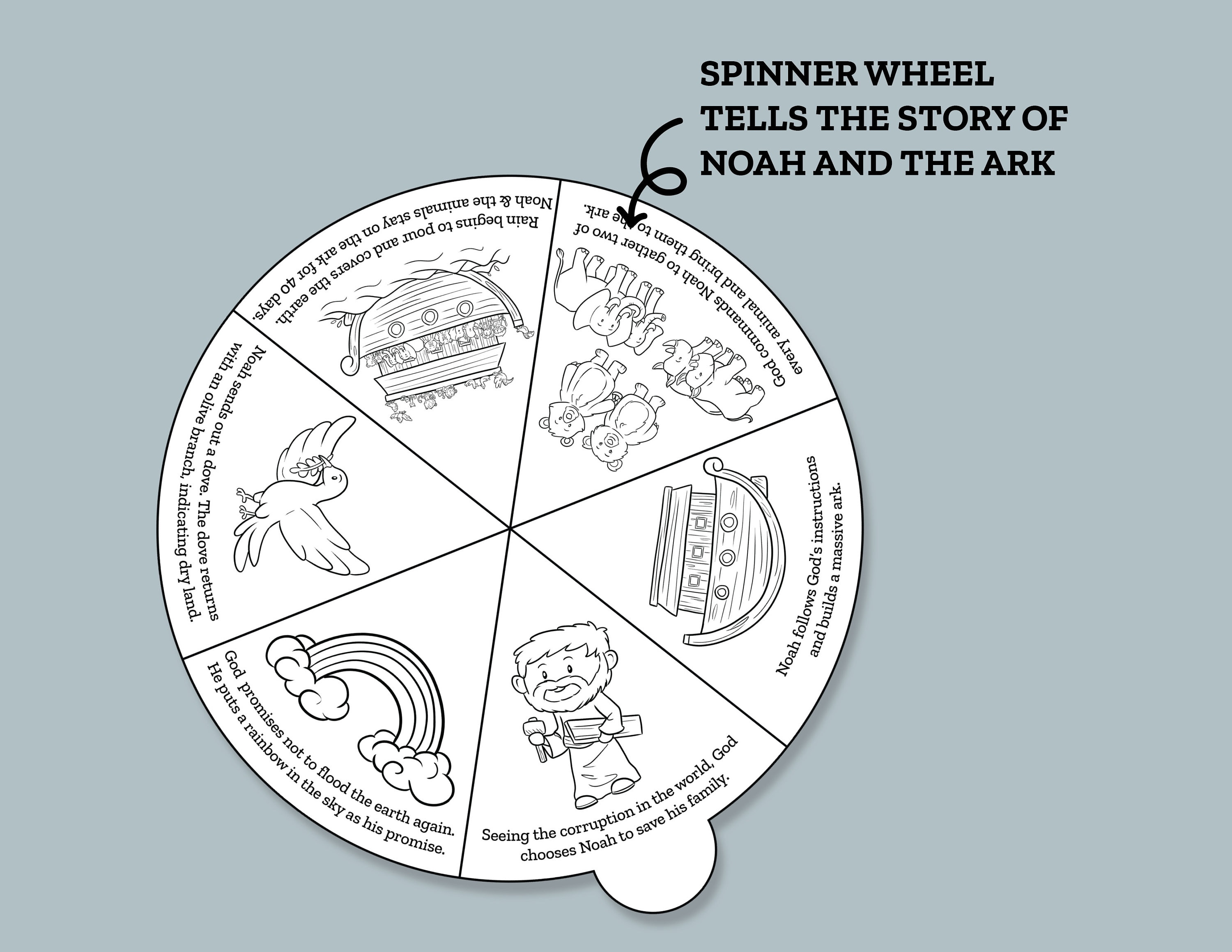 Noah and the Ark Spinner Wheel Printable, Perfect Sunday School ...