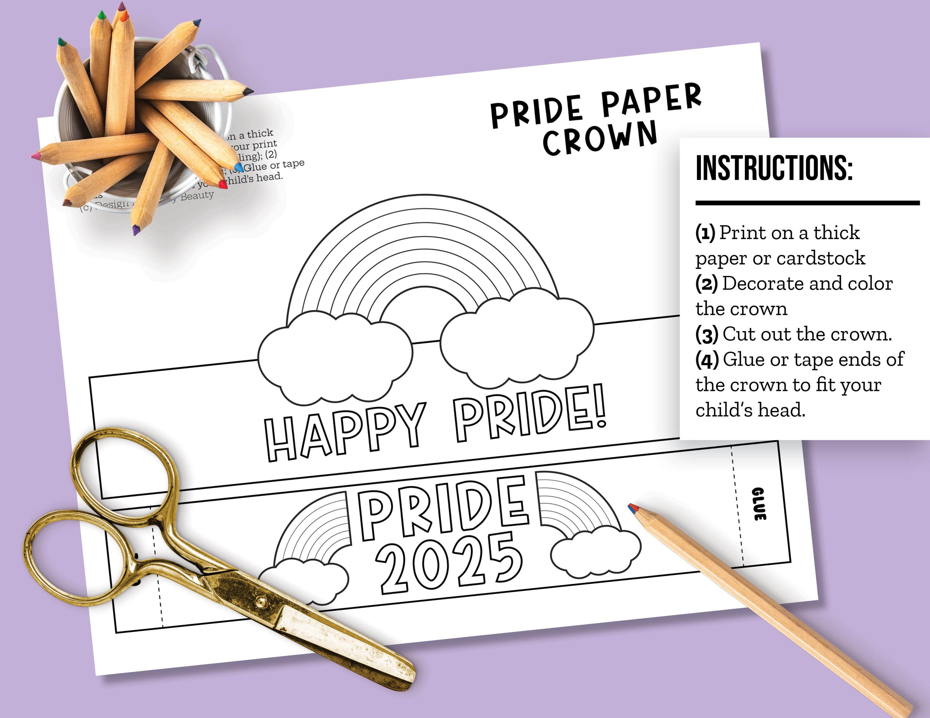 Pride Paper Crown Activity for Kids, Pride Kids Activity, Printable ...